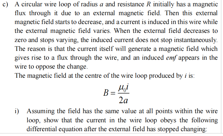 Solved A circular wire loop of radius a and resistance R | Chegg.com