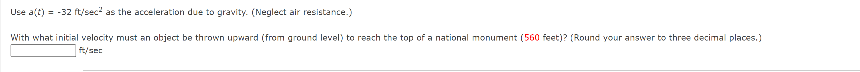 Solved Use a(t)=−32ft/sec2 as the acceleration due to | Chegg.com