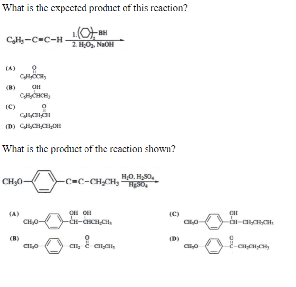 Solved What is the expected product of this reaction? | Chegg.com