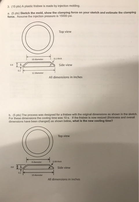 3. (15 pts) A plastic frisbee is made by injection | Chegg.com