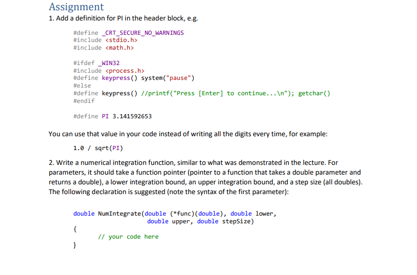 Solved Assignment 1. Add a definition for Pl in the header | Chegg.com