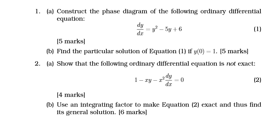 Solved 1. (a) Construct the phase diagram of the following | Chegg.com