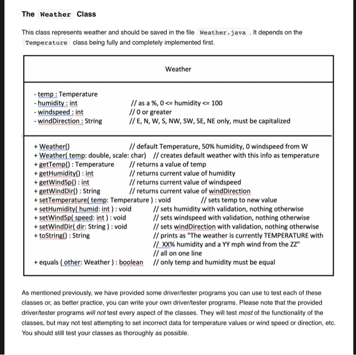 Solved The Temperature Class This class represents a | Chegg.com