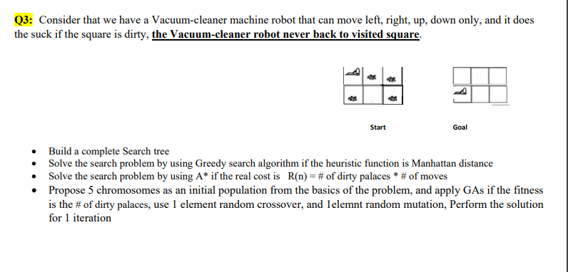Solved Q3: Consider that we have a Vacuum-cleaner machine | Chegg.com