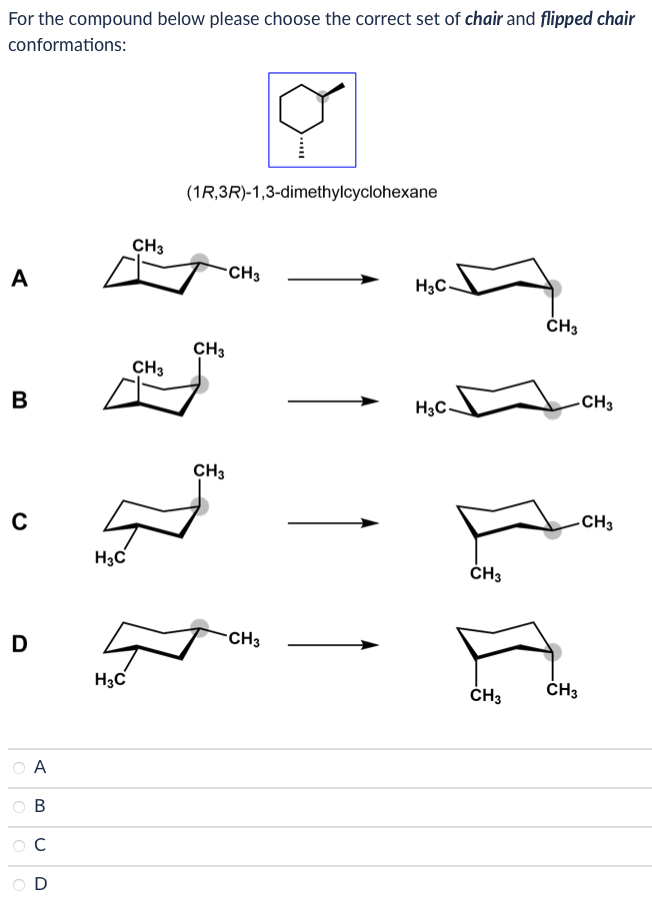 Solved For the compound below please choose the correct set | Chegg.com
