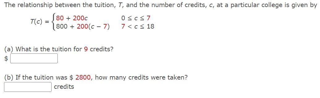 Solved The relationship between the tuition, T, and the | Chegg.com