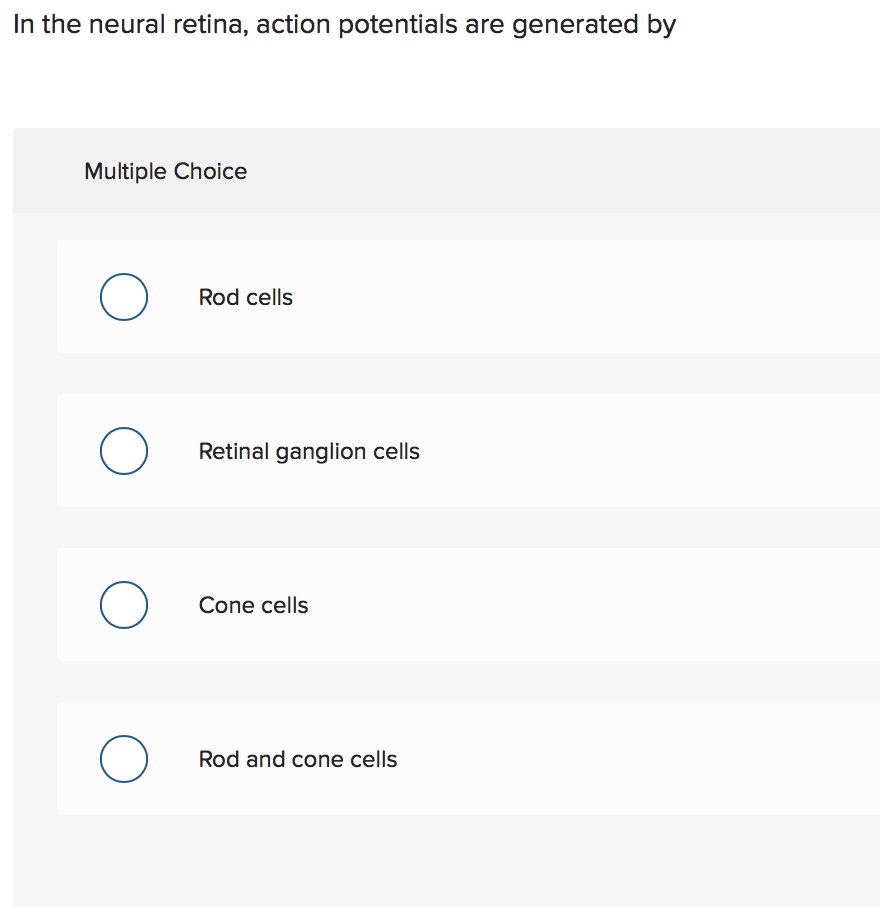 Solved In the neural retina, action potentials are generated | Chegg.com