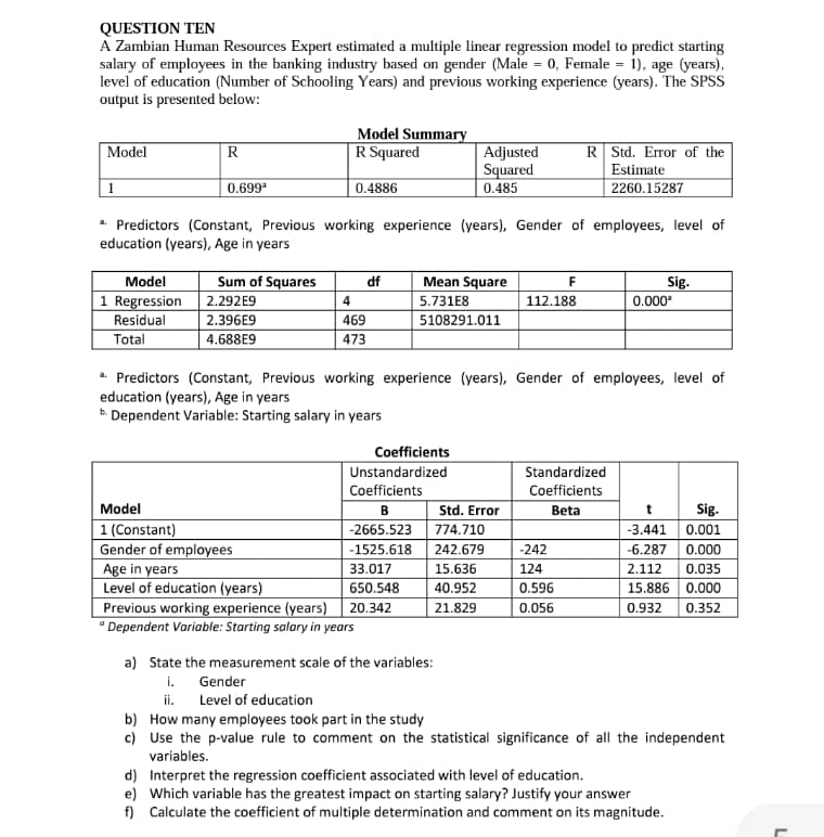 Solved QUESTION TEN A Zambian Human Resources Expert | Chegg.com