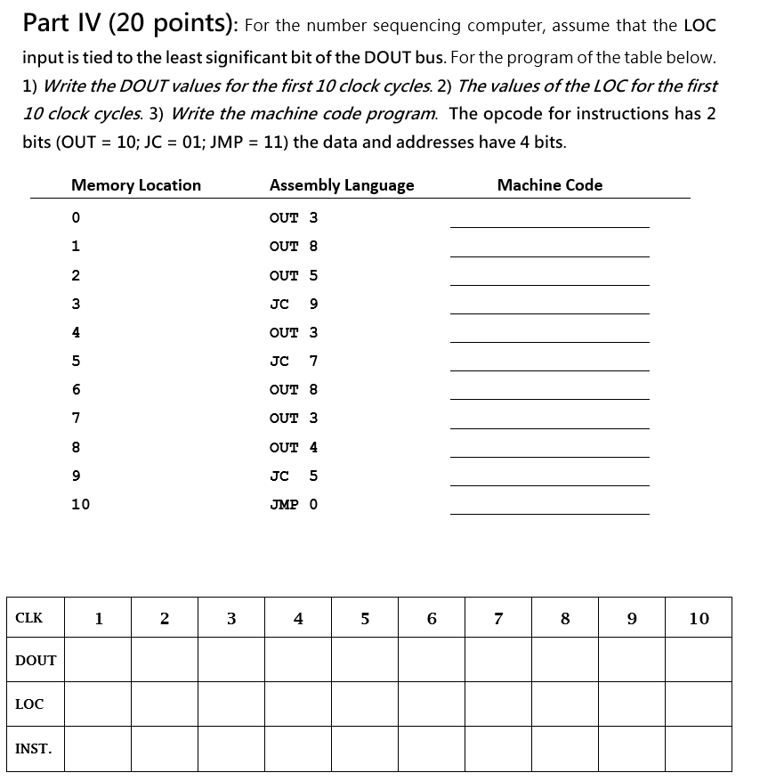 Solved Part IV (20 points): For the number sequencing | Chegg.com