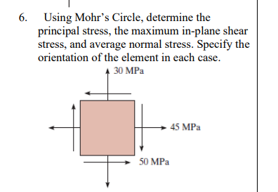 Solved 6. Using Mohr's Circle, determine the principal | Chegg.com
