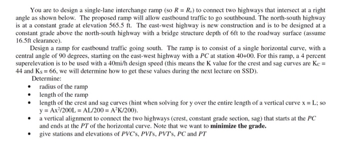 Solved You are to design a single-lane interchange ramp (so | Chegg.com