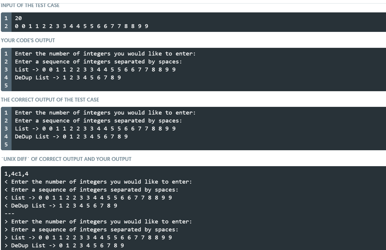 Solved DeDup Write a program that does the following: 1. | Chegg.com
