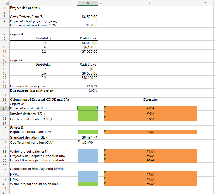Solved Open spreadsheet a. What is each project's expected | Chegg.com