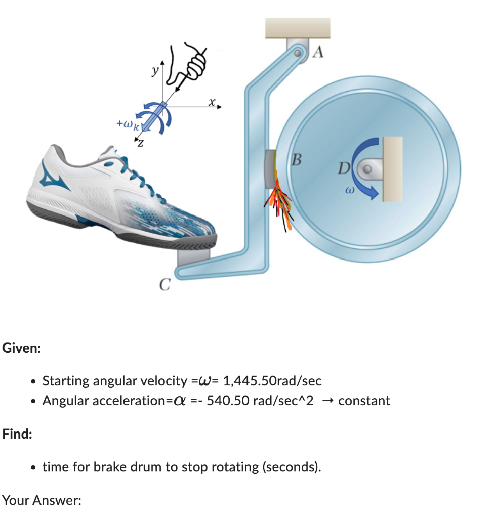 Solved Given: - Starting angular velocity =ω=1,445.50rad/sec | Chegg.com