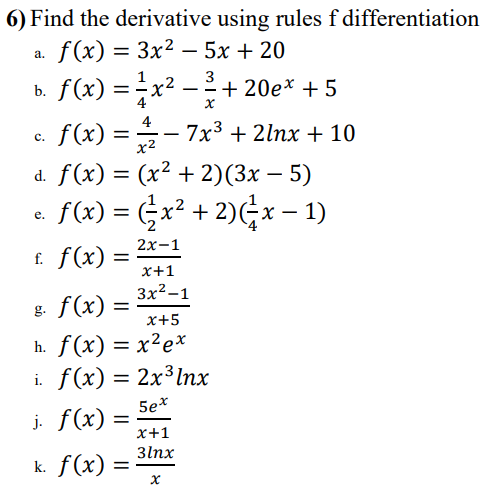 Solved 6) Find the derivative using rules f differentiation | Chegg.com
