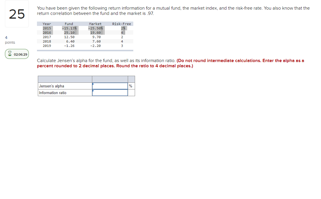 Solved You have been given the following return information | Chegg.com