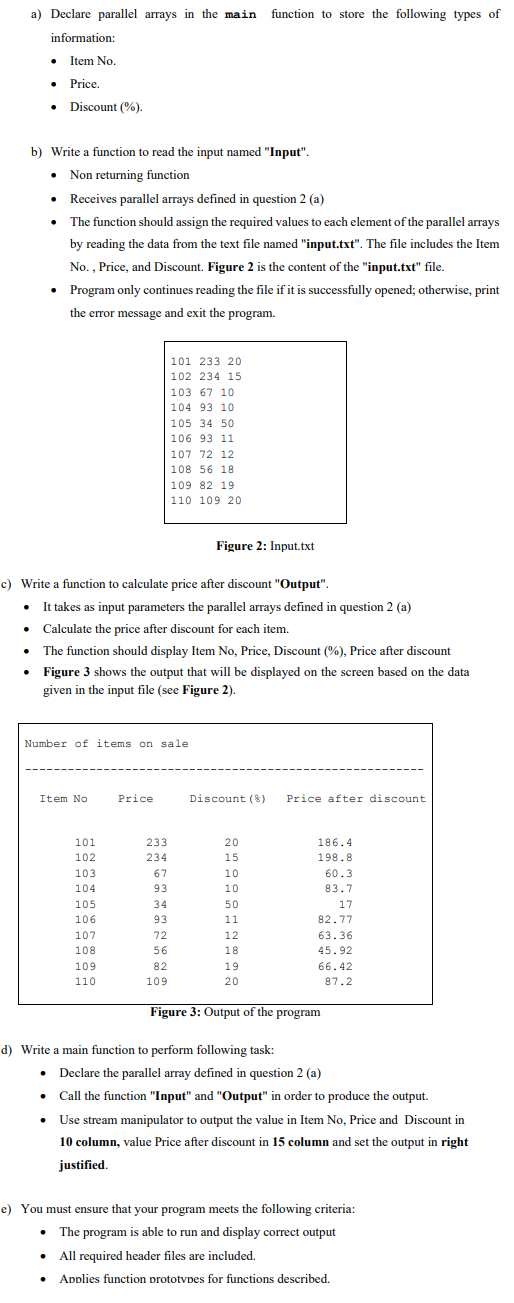 Solved A Declare Parallel Arrays In The Main Function To 2349