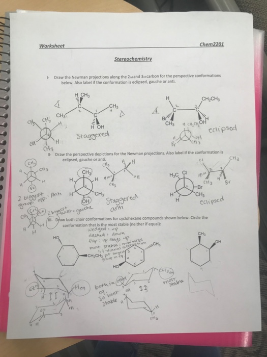 Solved Worksheet Chem2201 - Draw the Newman projections | Chegg.com