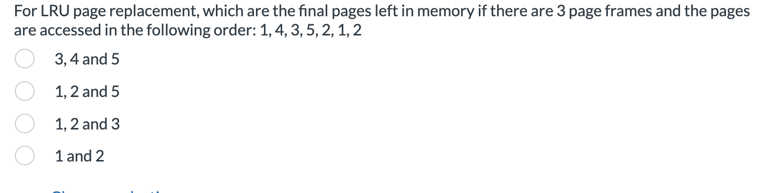 Solved For LRU page replacement, which are the final pages | Chegg.com