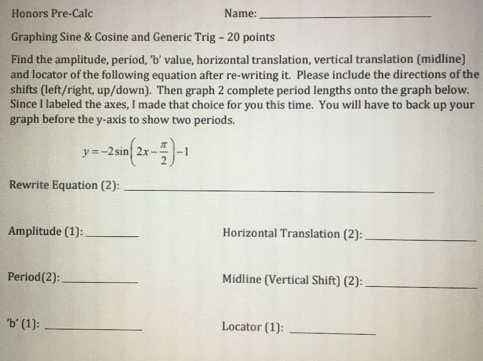 Solved Honors Pre-Calc Name: Graphing Sine & Cosine and | Chegg.com