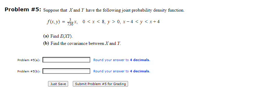 Solved Problem \#5: Suppose that X and Y have the following | Chegg.com