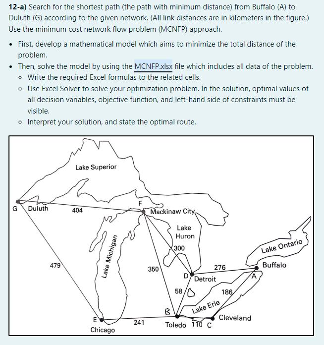 Solved 12-a) Search for the shortest path (the path with | Chegg.com