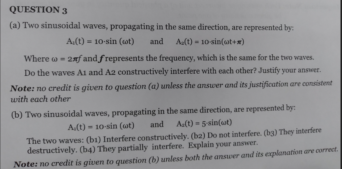 Solved (a) Two sinusoidal waves, propagating in the same | Chegg.com