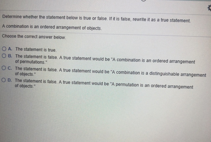 Solved Determine whether the statement below is true or | Chegg.com