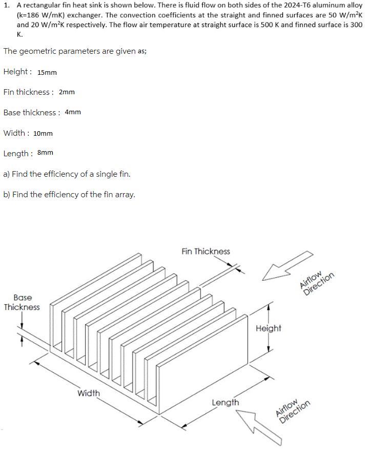 Solved A rectangular fin heat sink is shown below. There is | Chegg.com