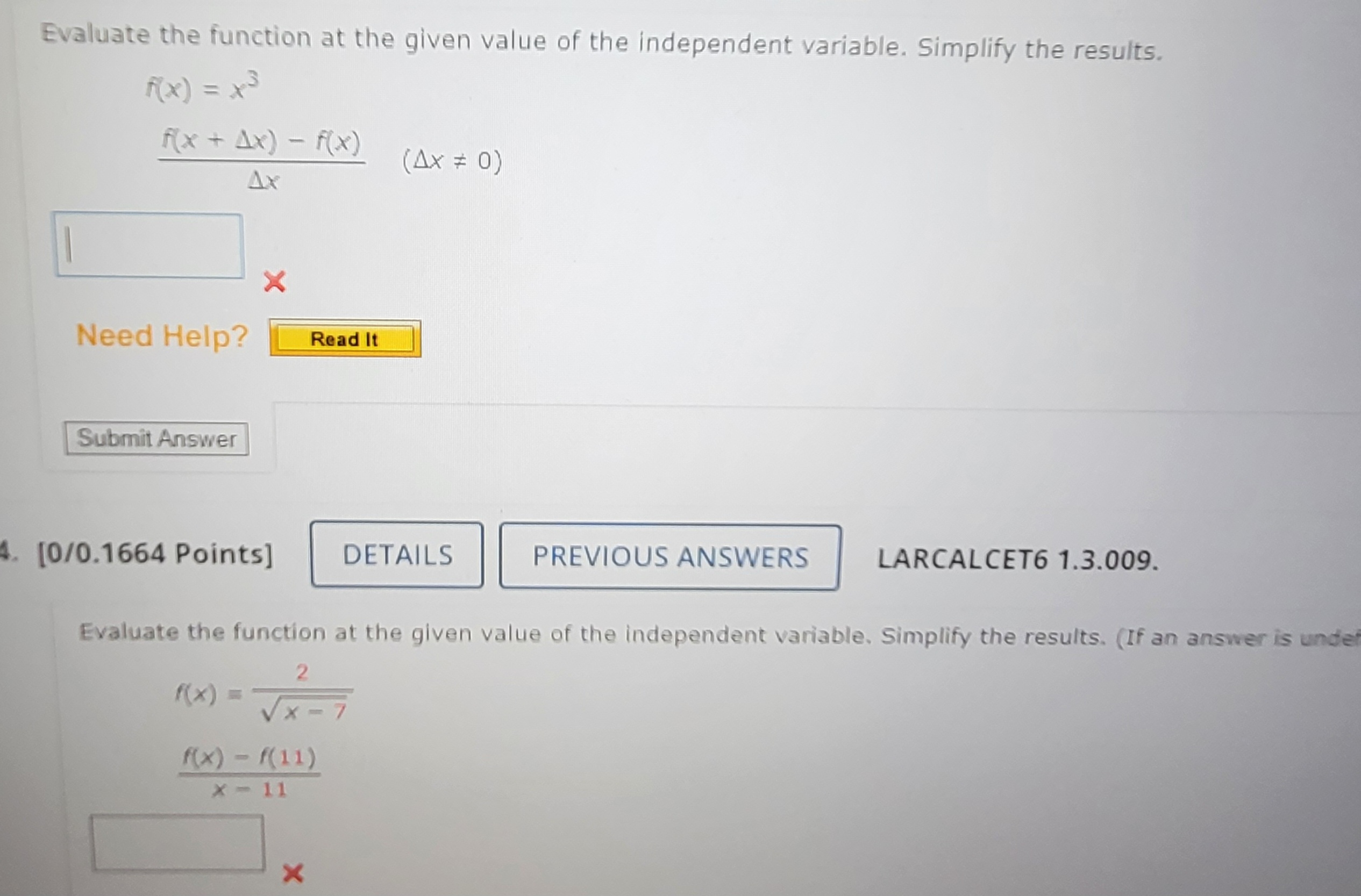 Solved Evaluate the function at the given value of the | Chegg.com