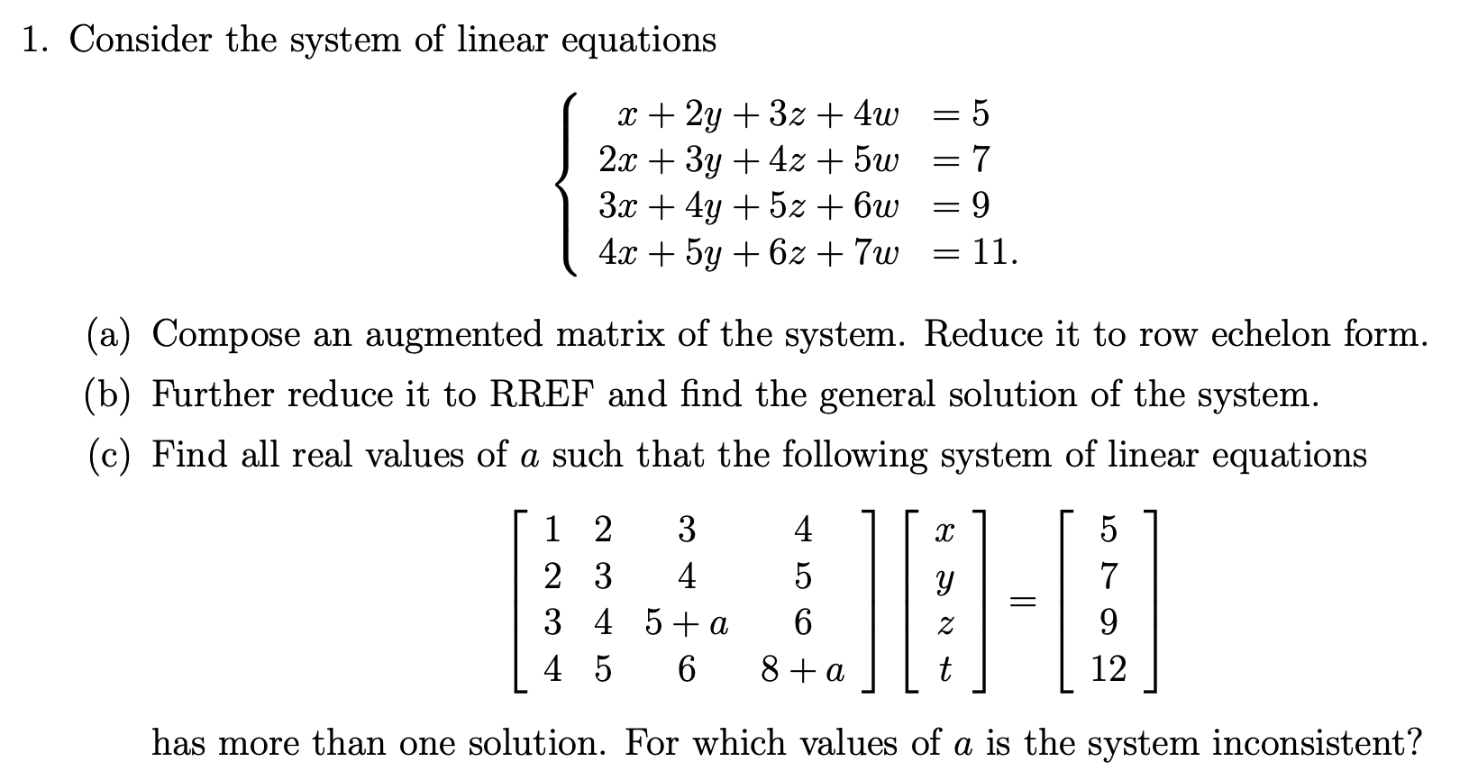 Solved 1 Consider The System Of Linear Equations X 2y