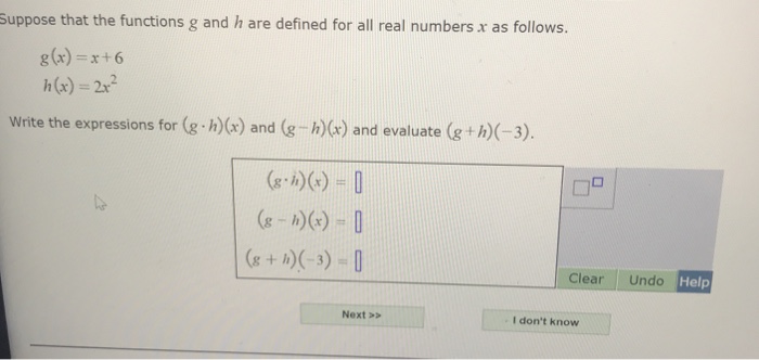 Solved Suppose that the functions g and h are defined for | Chegg.com