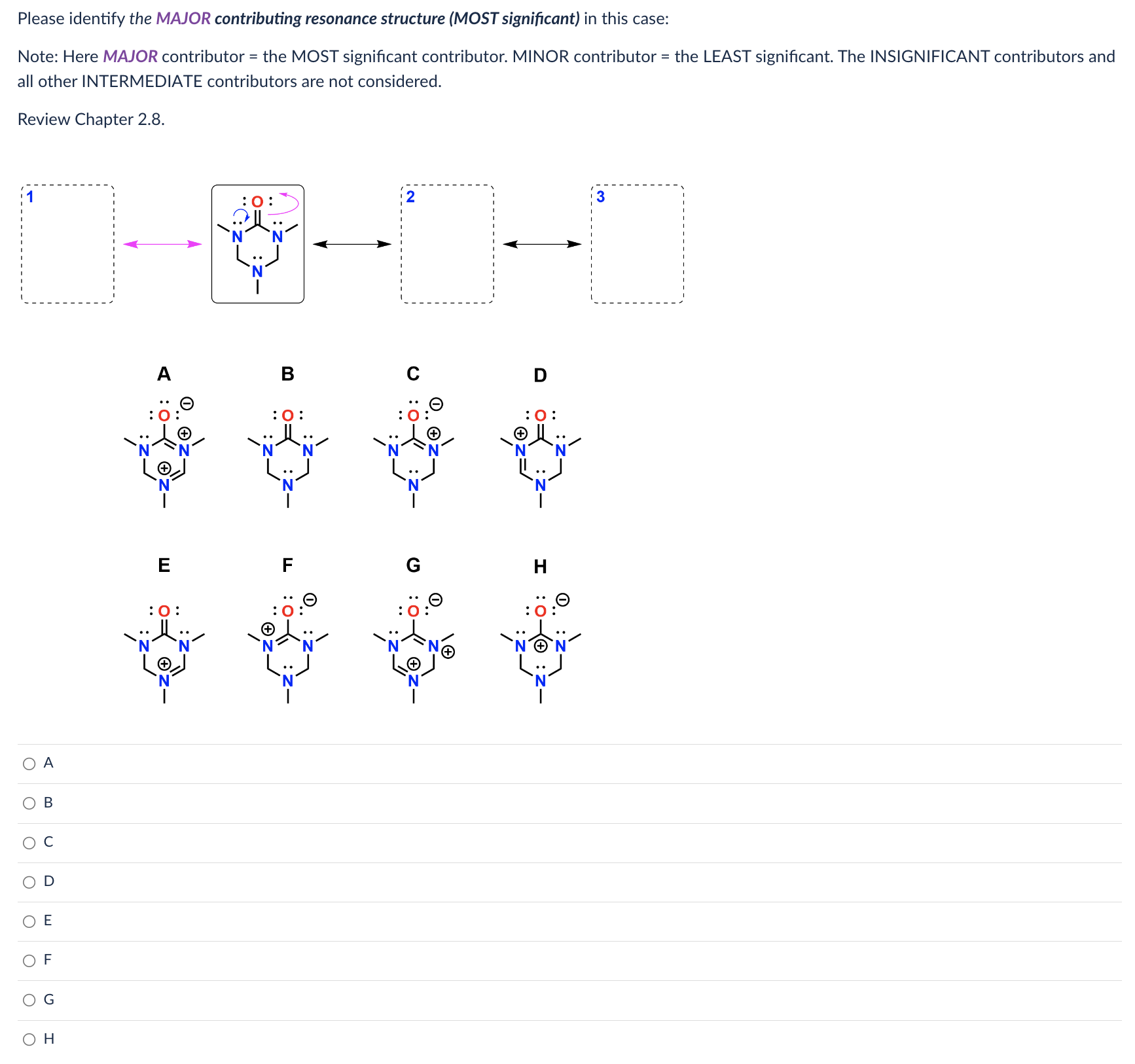 Solved Please identify the MAJOR contributing resonance | Chegg.com