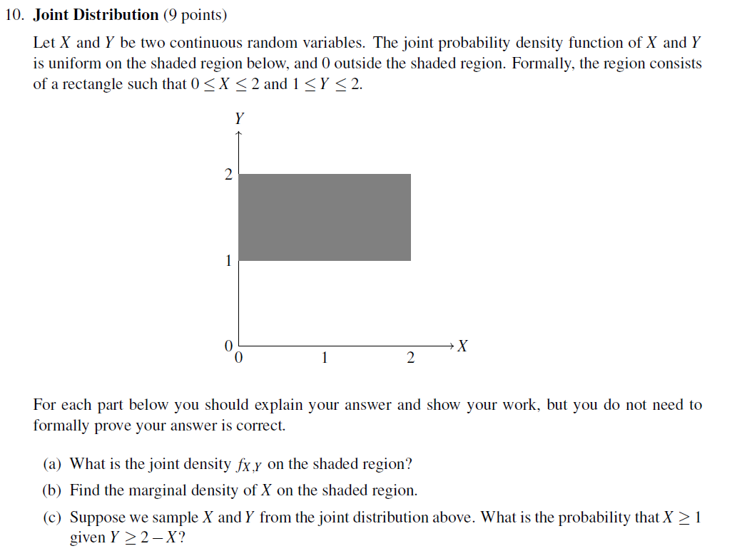 Solved 10. Joint Distribution (9 points) Let X and Y be two | Chegg.com