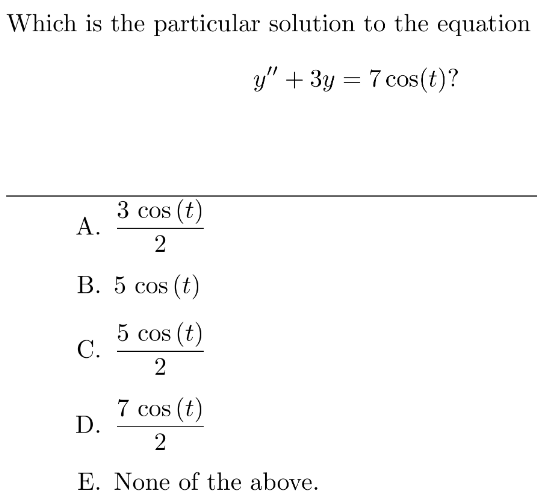 Solved Which is the particular solution to the equation | Chegg.com