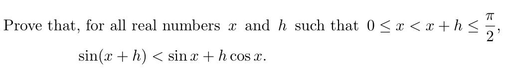 Solved Prove that, for all real numbers x and h such that | Chegg.com