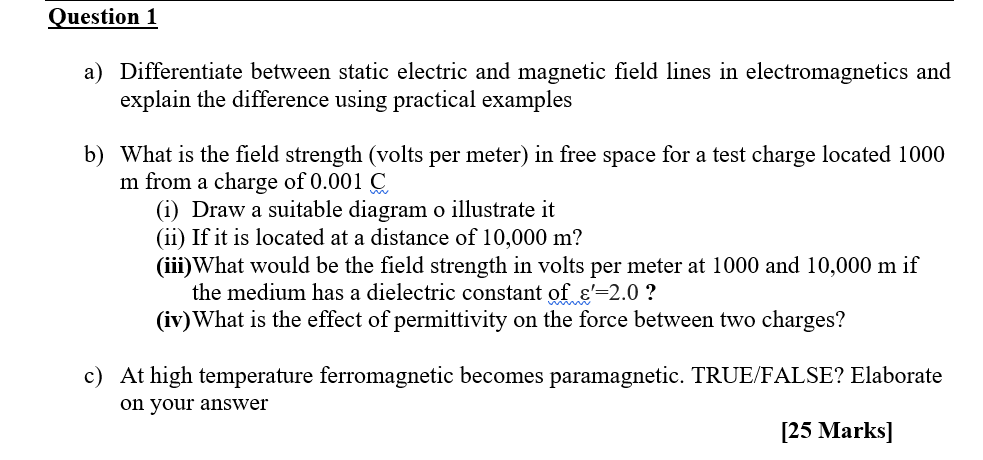 Solved Question 1 a) Differentiate between static electric | Chegg.com