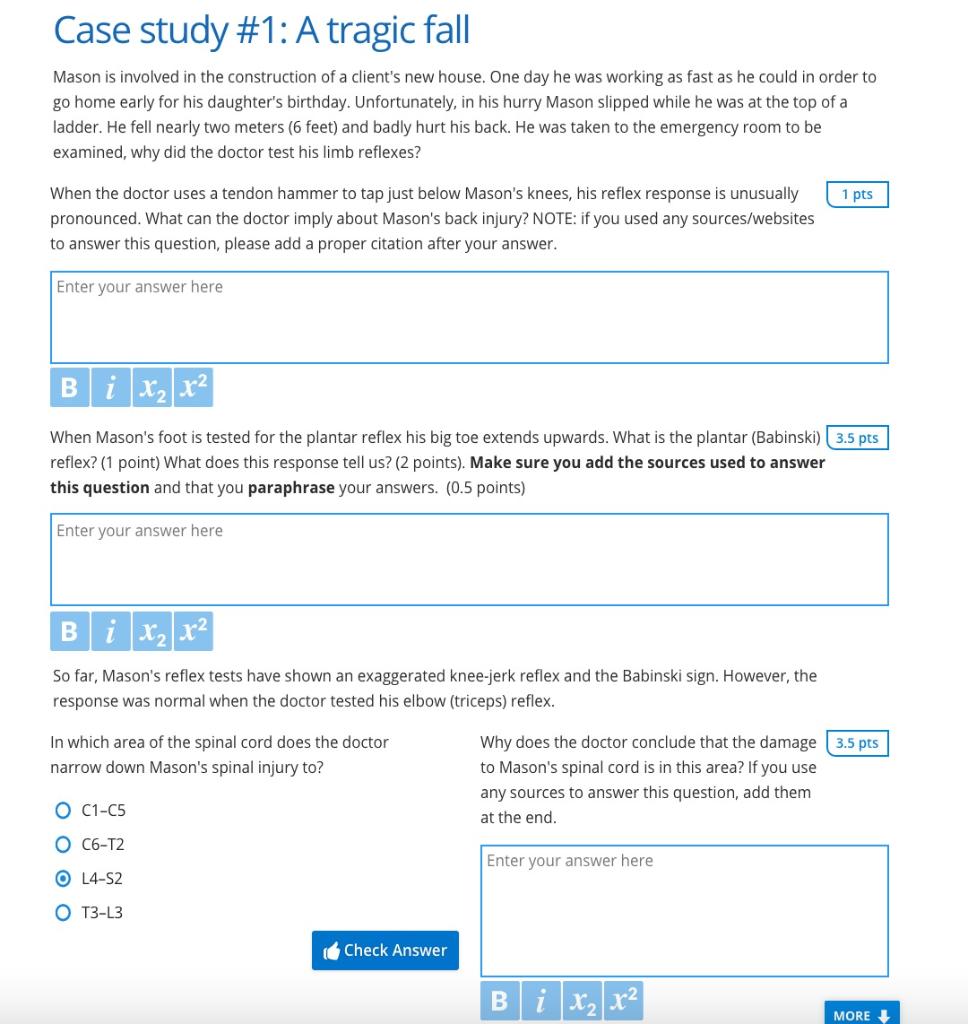 Solved Case study #1: A tragic fall Mason is involved in the | Chegg.com