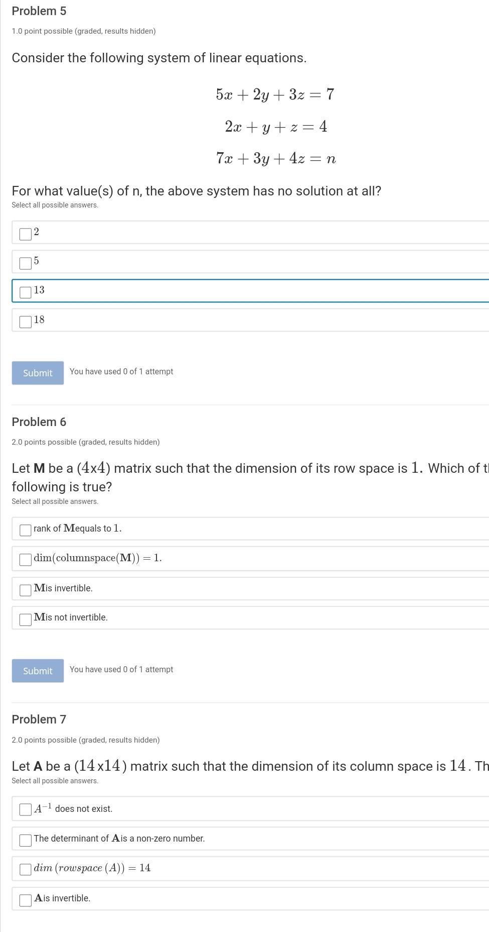 Solved Problem 5 1.0 point possible (graded, results hidden) | Chegg.com