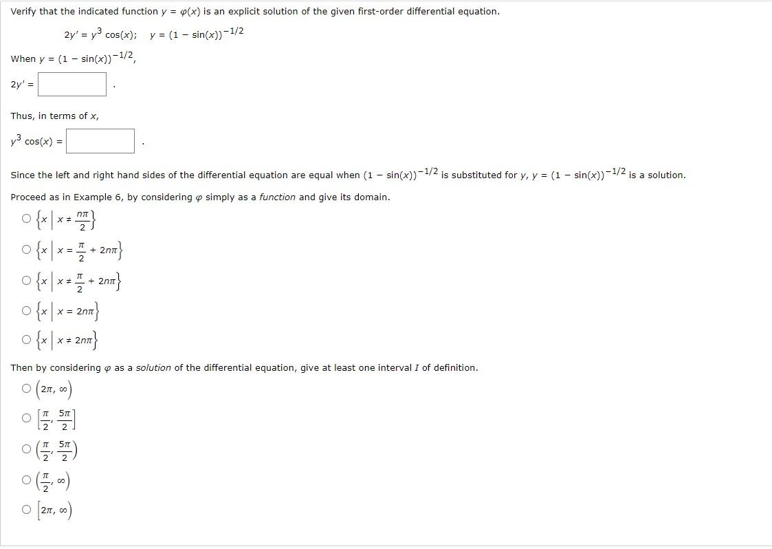 Solved Verify that the indicated function y=φ(x) is an | Chegg.com
