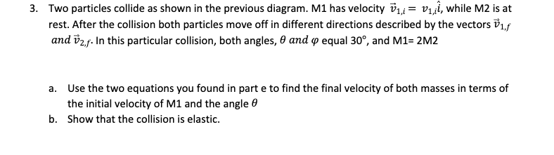 3. Two particles collide as shown in the previous | Chegg.com