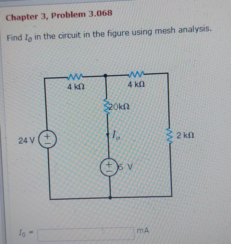 Solved Chapter 3, Problem 3.068 Find Io in the circuit in | Chegg.com