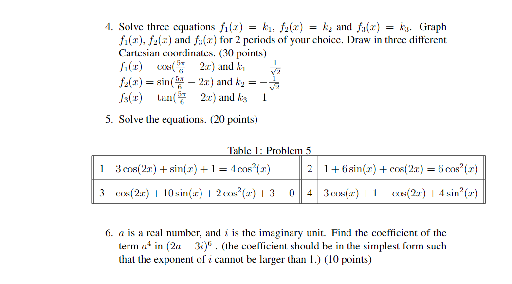 Solved 4. Solve three equations f1(c) = ki, f2(2) = k2 and | Chegg.com