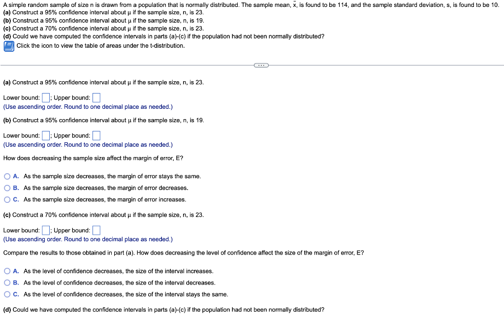 Solved A simple random sample of size n is drawn from a | Chegg.com