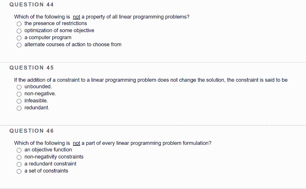 Solved QUESTION 44 Which of the following is not a property | Chegg.com