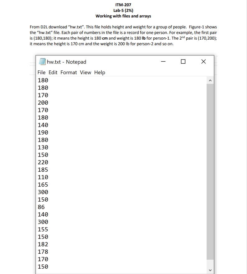 Solved ITM-207 Lab-5 (2%) Working with files and arrays From | Chegg.com