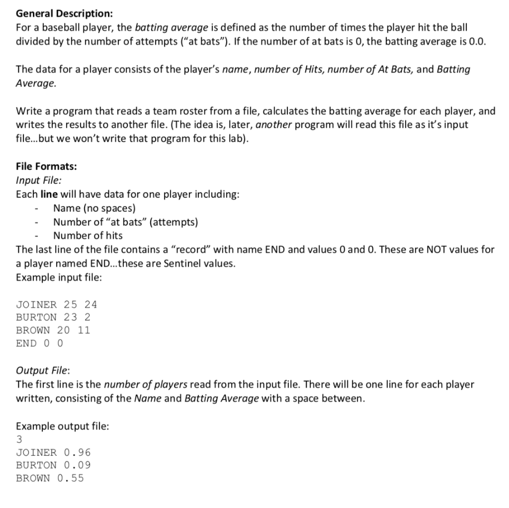 Solved General Description: For a baseball player, the | Chegg.com