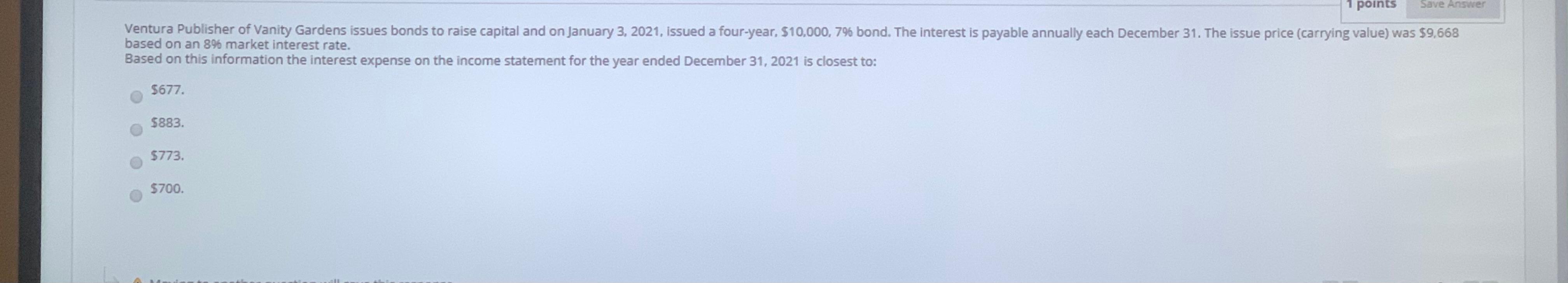 Solved 1 points Save Answer Ventura Publisher of Vanity | Chegg.com