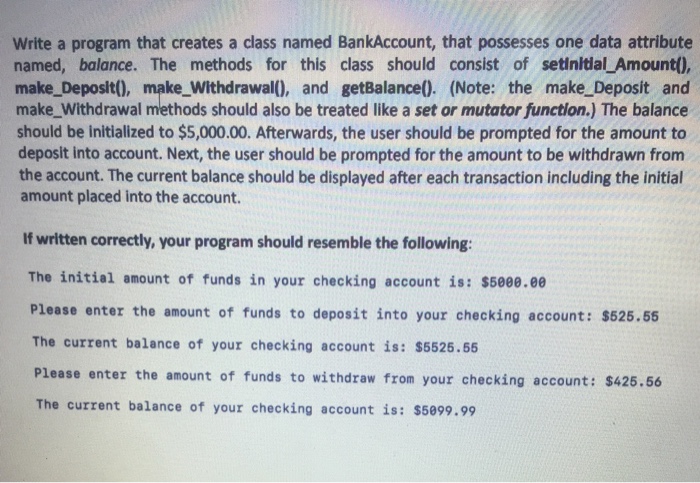 Solved Write A Program That Creates A Class Named