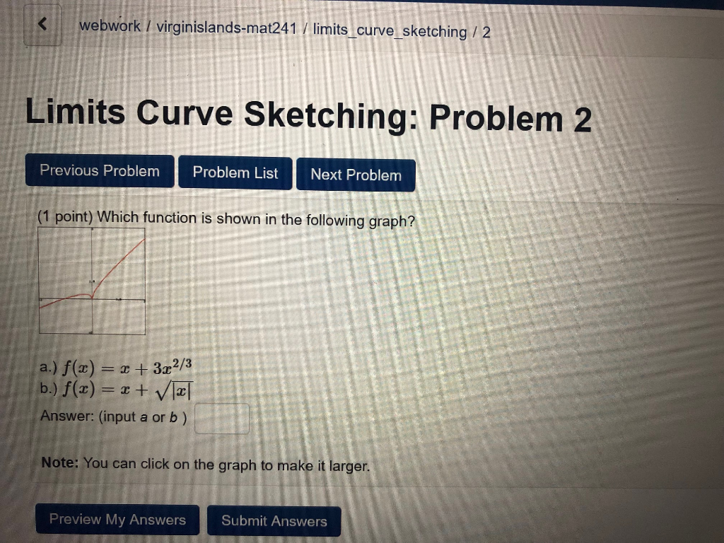 Solved webwork /virginislands-mat241/ limits curve_sketching | Chegg.com